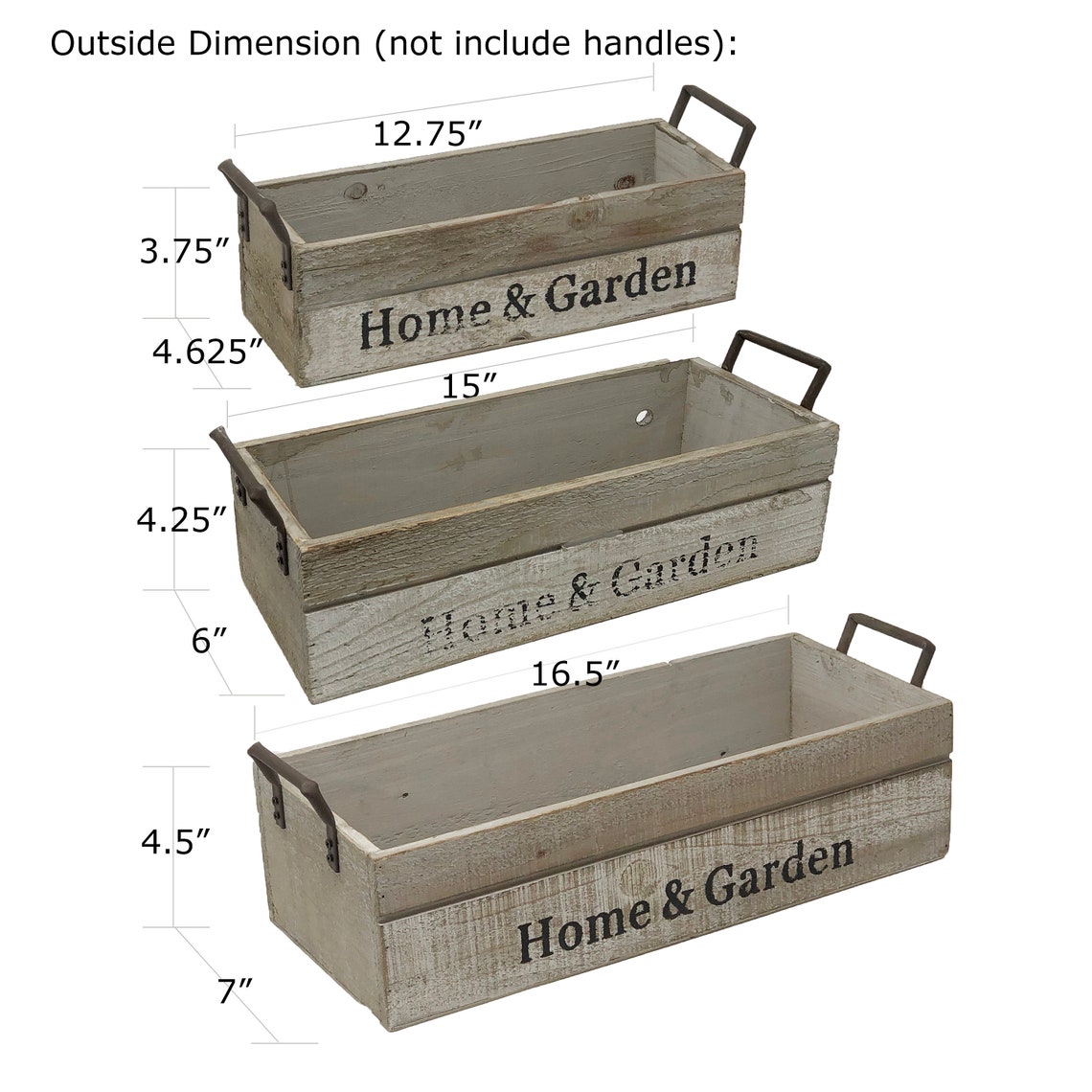 Rustic Wooden Planter Boxes - 3-PC Set, Home & Garden Decor - Etsy