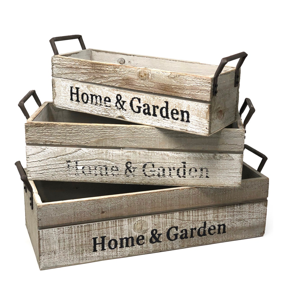 Rustic Wooden Planter Boxes - 3-PC Set, Home & Garden Decor - Etsy