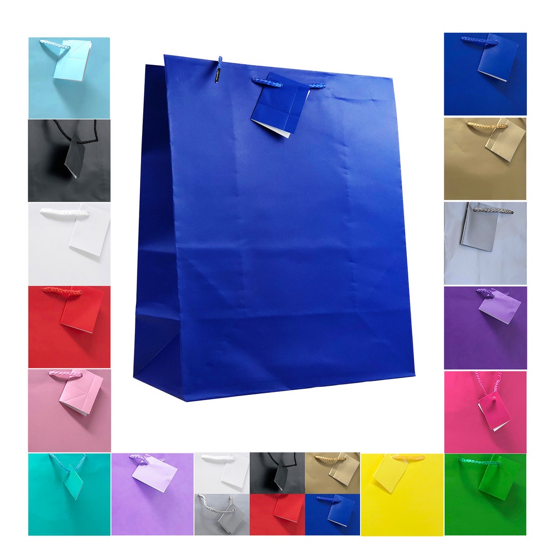 Allgala 12 PK Premium Solid Color Paper Gift Bags Various Size and ...