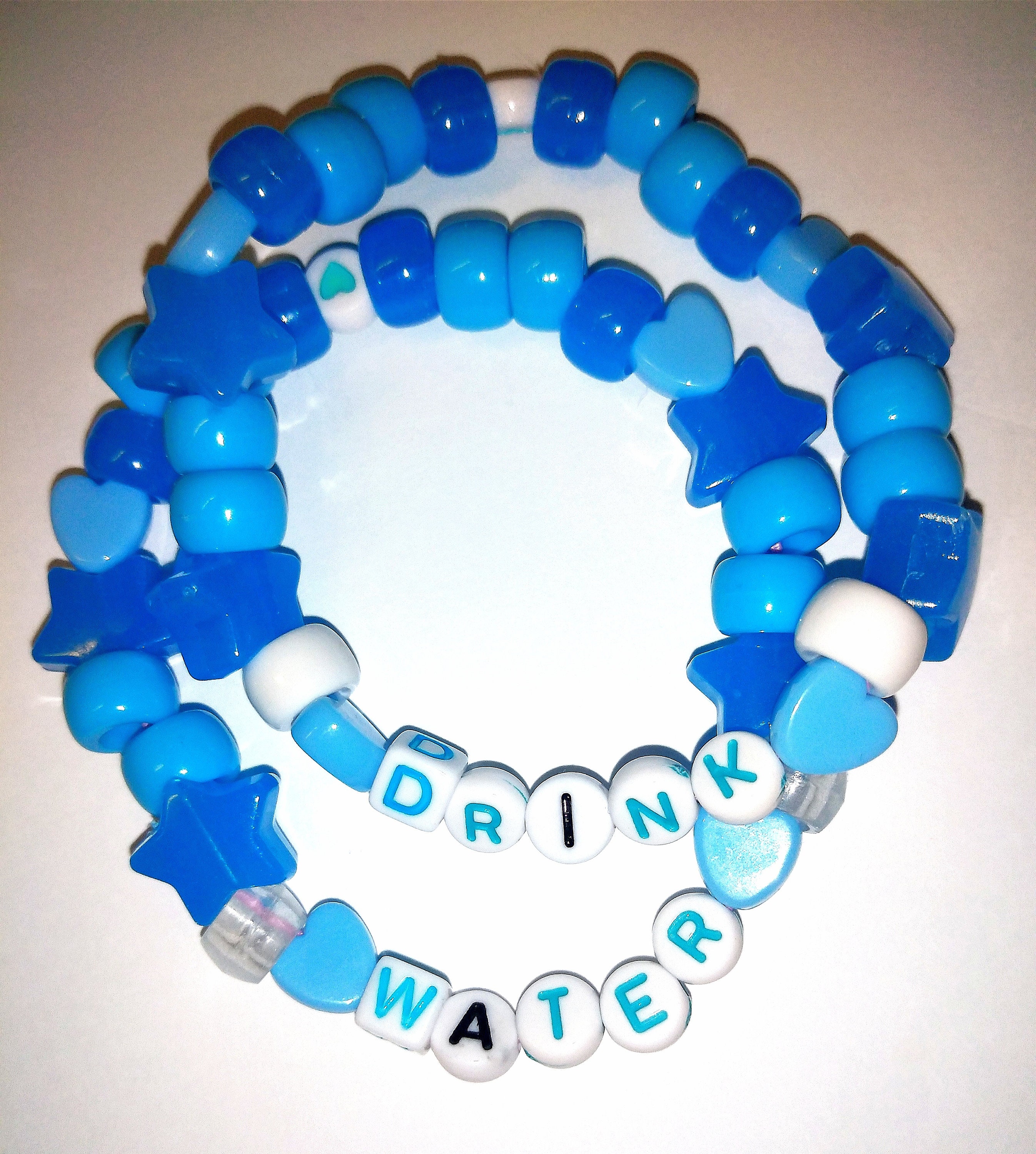 DRINK WATER double pack 2 blue kandi style bracelets | Etsy