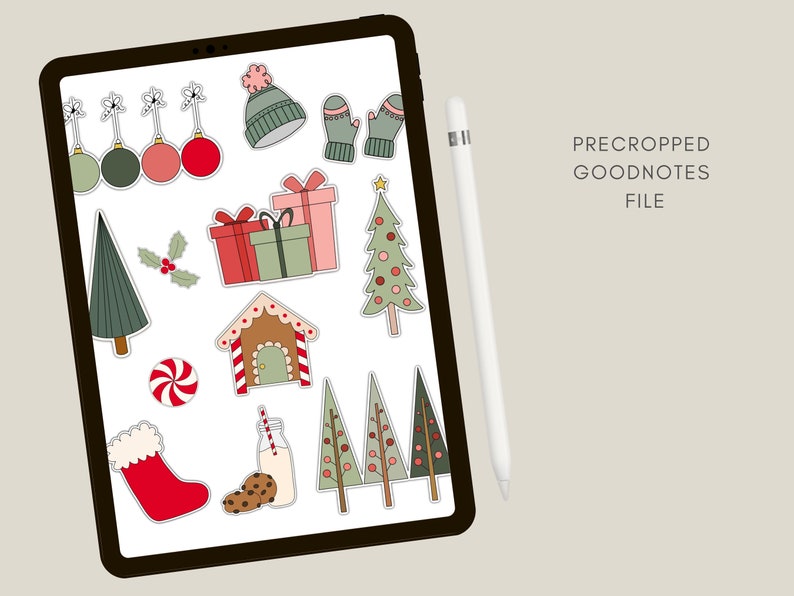 Hand Drawn Christmas Digital Stickers | Neutral Boho Winter Holiday ...