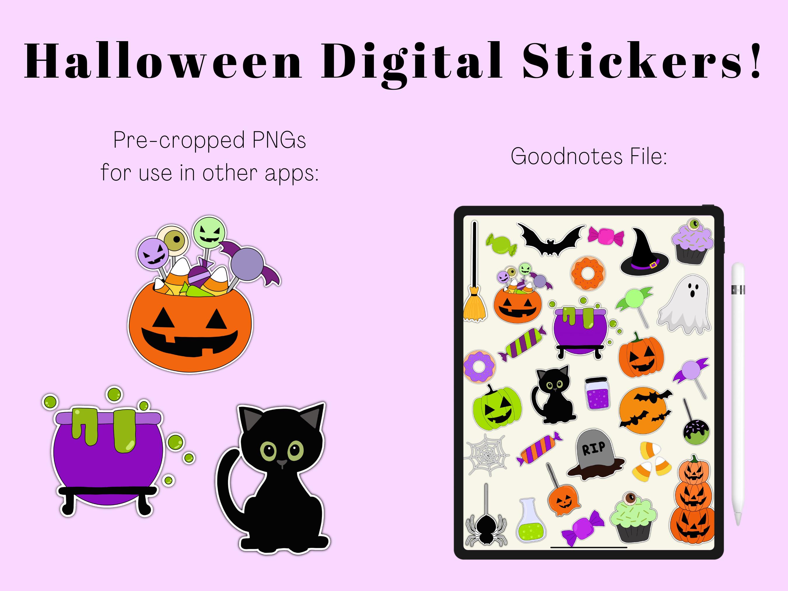 Hand Drawn Halloween Digital Stickers | Compatible With Goodnotes and ...