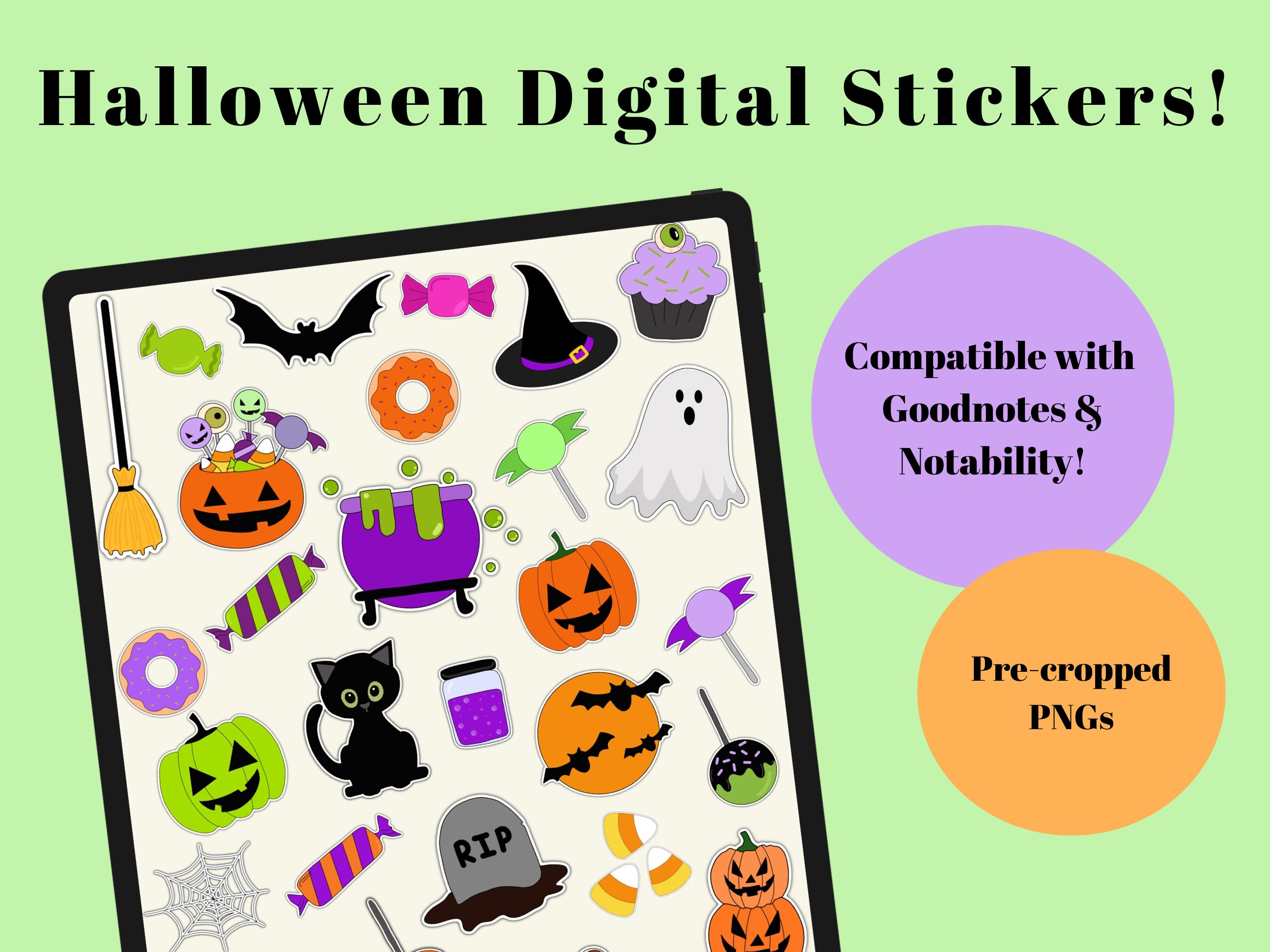 Hand Drawn Halloween Digital Stickers Compatible With Goodnotes and ...