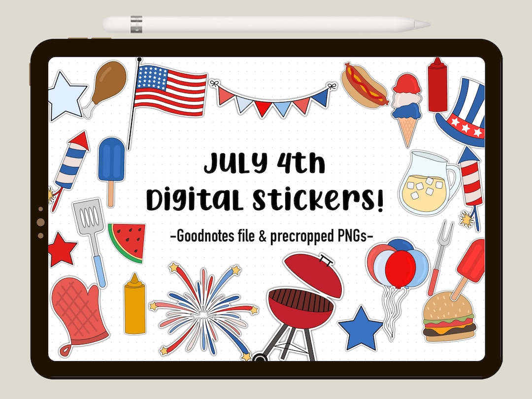 July 4th Digital Stickers | Cookout Clipart, Goodnotes, Notability ...