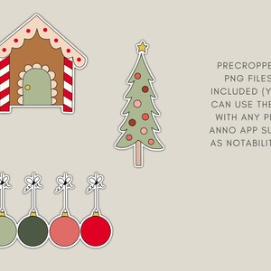 Hand Drawn Christmas Stickers | Boho Holiday Planner, Goodnotes PNG ...