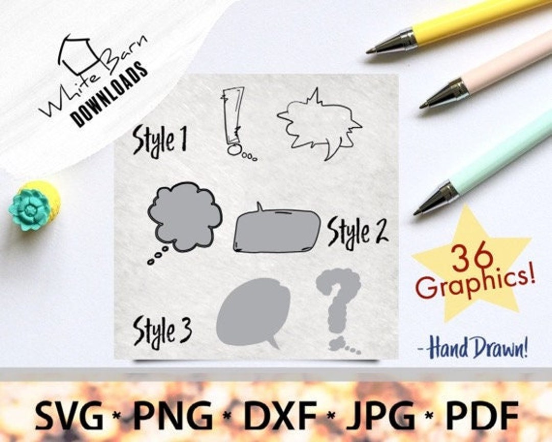 Hand Drawn Word Bubbles SVG, Doodle Instant Download Png, Jpg, Dxf, Pdf ...