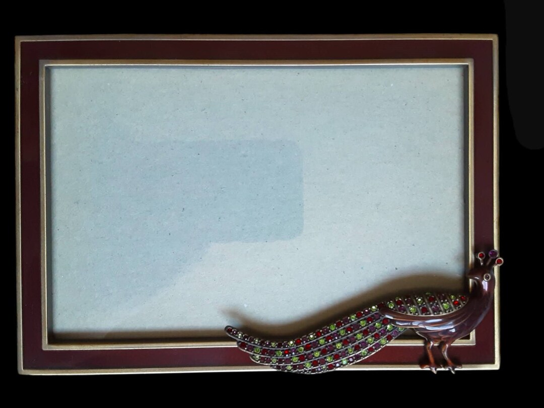 Peacock Maroon Enamel Metal Frame With Rhinestones - Etsy