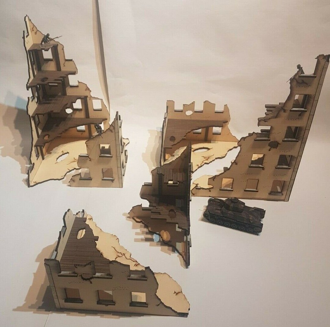 28mm WW2 Desert Building Ruins Set B MDF Painted Suitable for Bolt ...