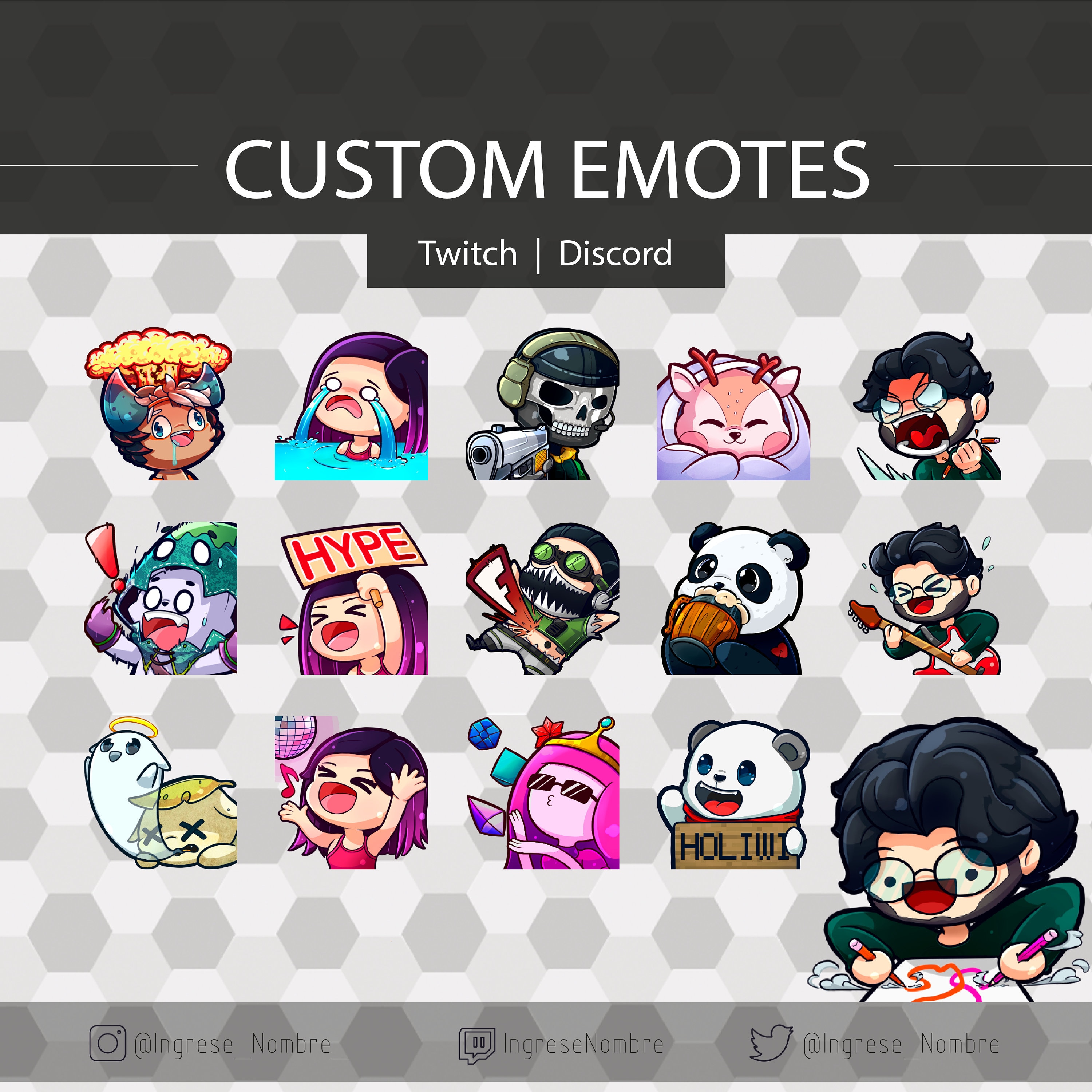 Custom Emote Twitch Discord Youtube Facebook Personalized | Etsy