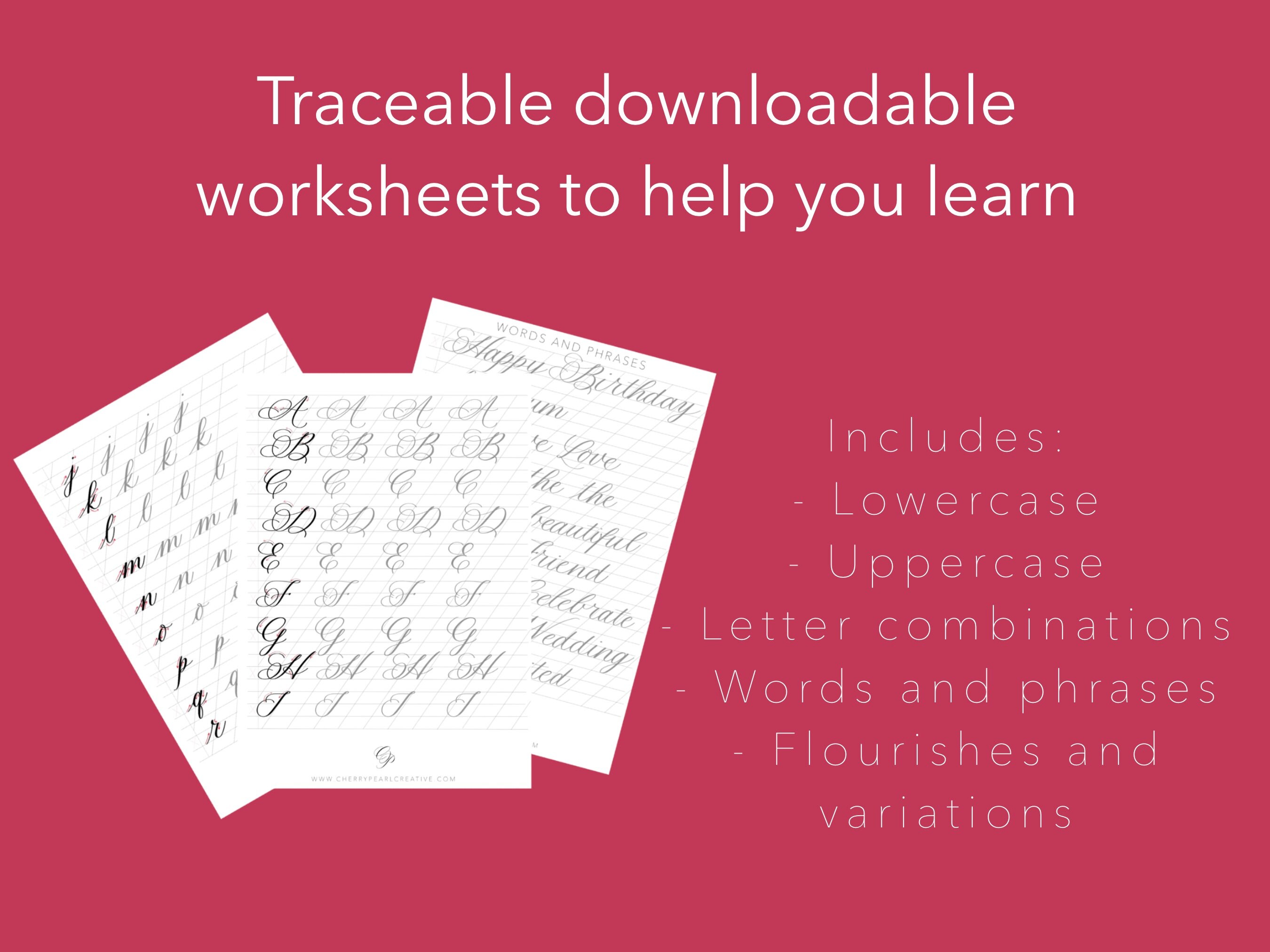 Lettering Worksheets, Calligraphy Font Practice Pages the Holly Anne ...
