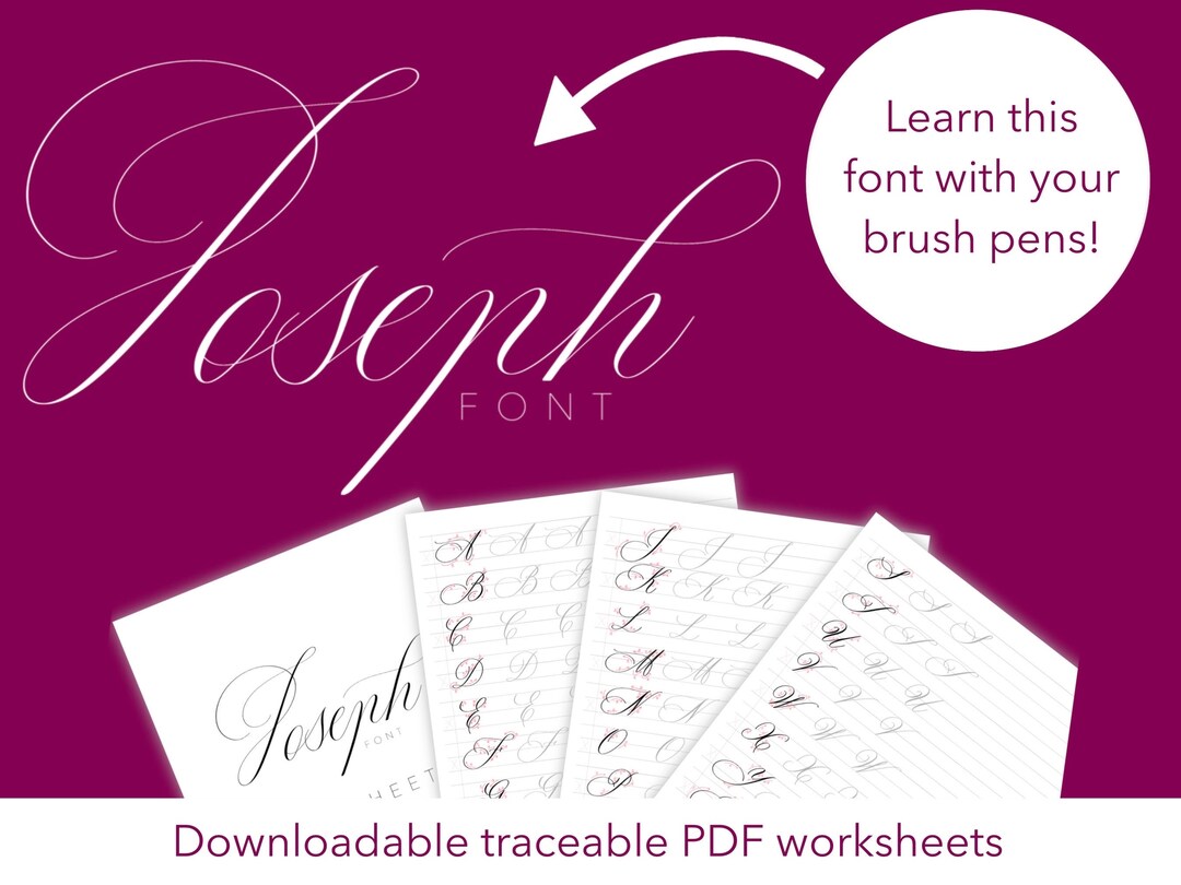 Elegant Font PDF Brush Calligraphy Worksheets Hand Lettering Practice ...