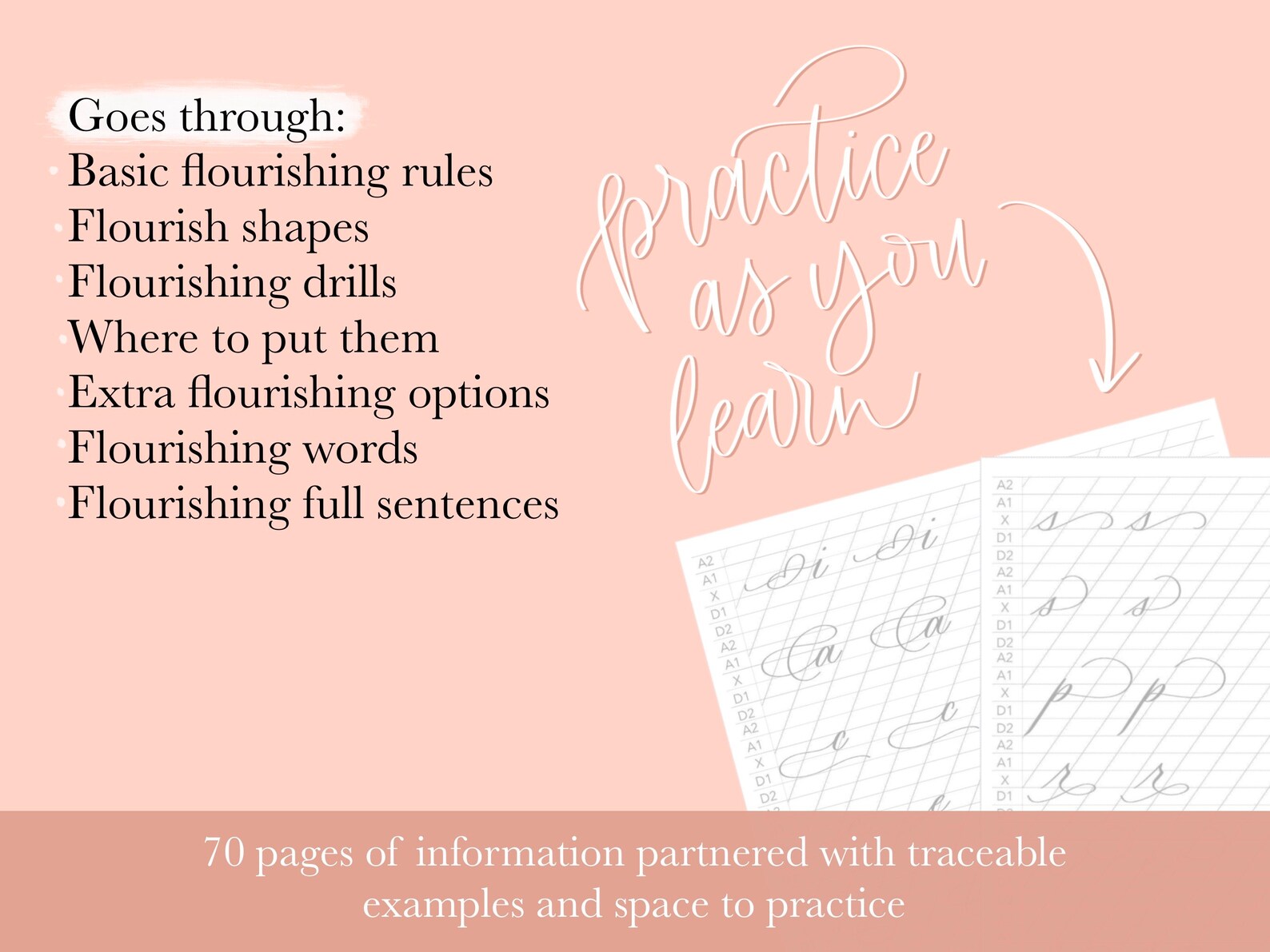 Flourishing Calligraphy Workbook Practice Worksheets - Etsy Australia