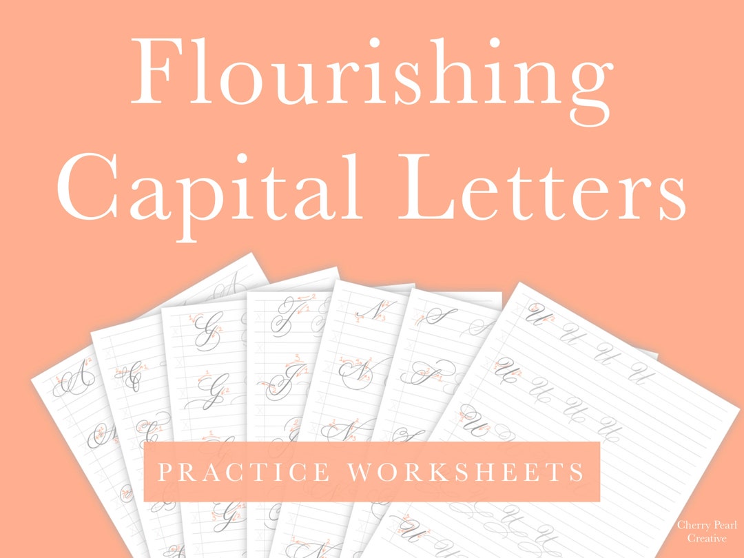 Flourishing Capitals Workbook | Lettering Worksheets | Calligraphy ...