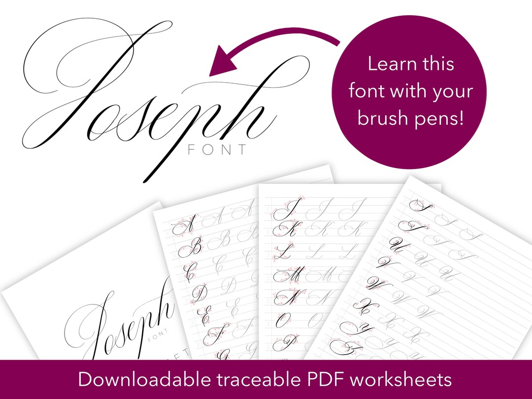 Elegant Font PDF | Brush Calligraphy Worksheets | Hand Lettering ...