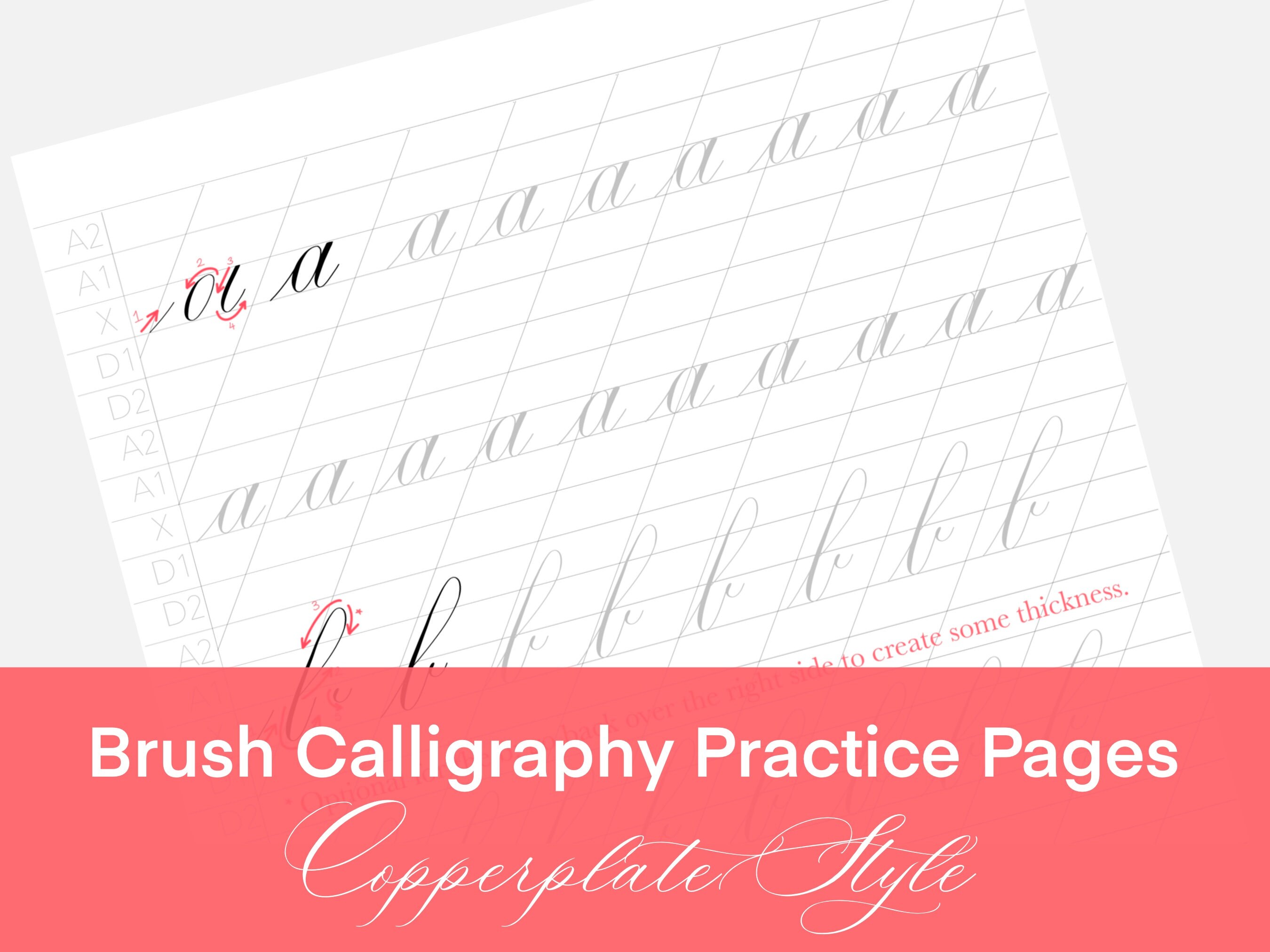 Copperplate Calligraphy Brush Pen Worksheets, Brush Calligraphy Ebook ...