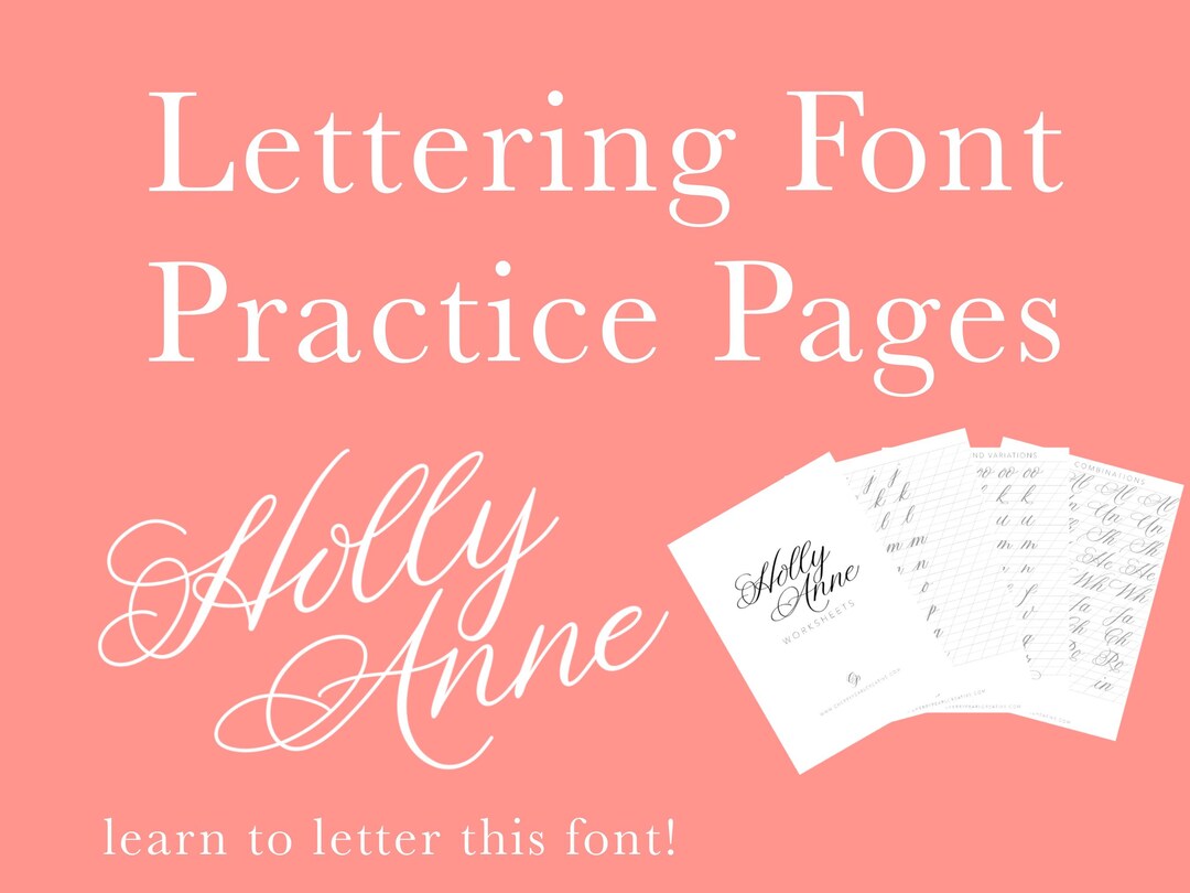 Lettering Worksheets, Calligraphy Font Practice Pages the Holly Anne ...