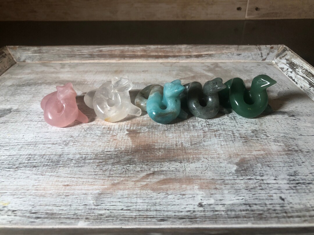 Carved Crystal Snake: Rose Quartz, Aventurine, Labradorite, Calcite - Etsy