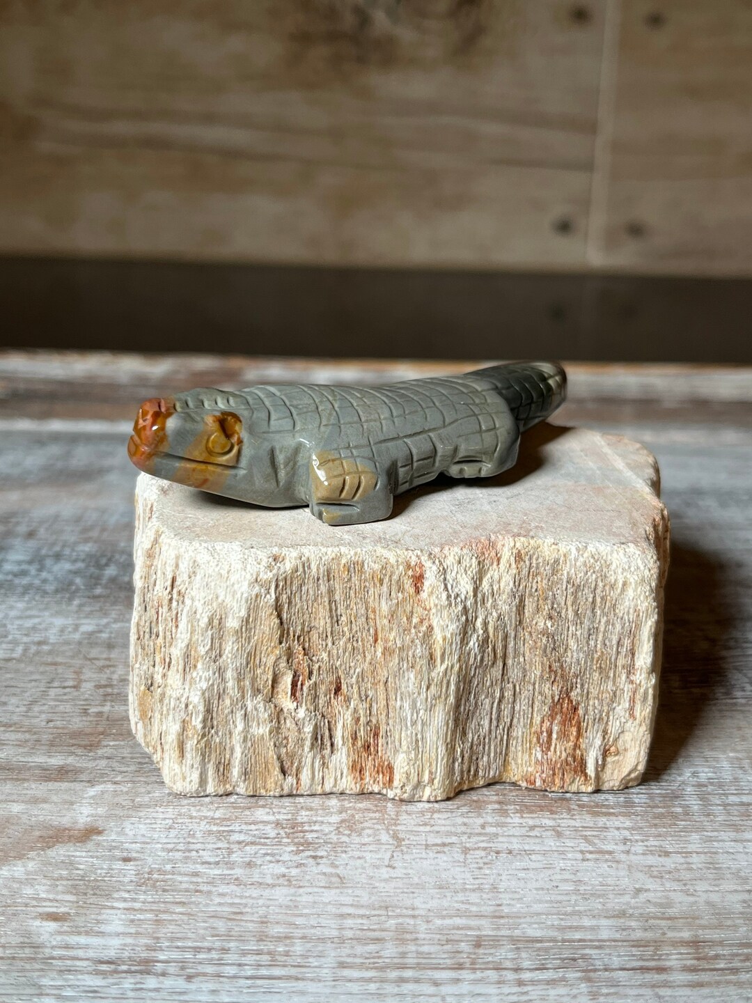 Polychrome Alligator, Animal, Carving, Polished, Metaphysical, Display ...