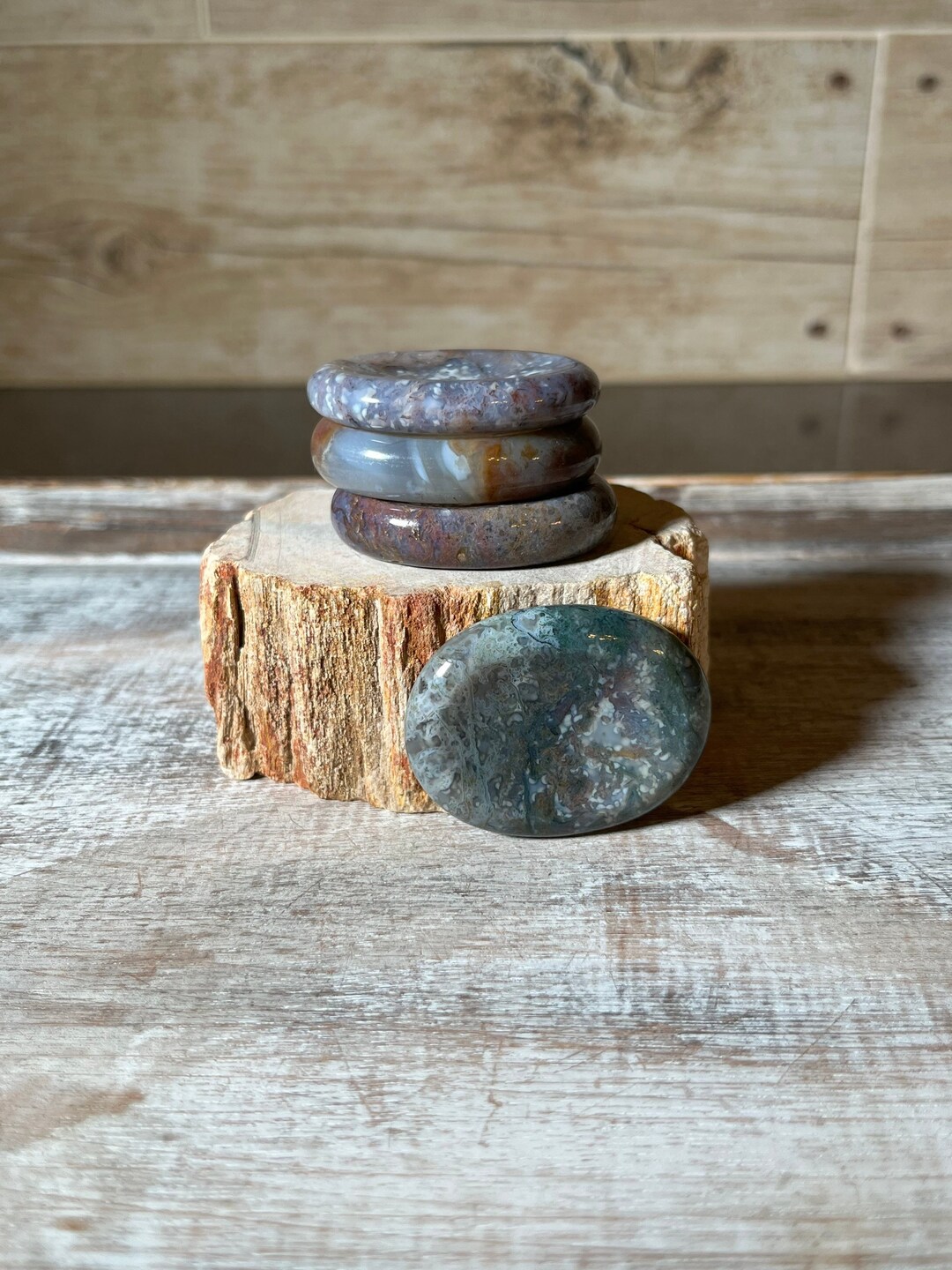 Ocean Jasper Worry Stone, Orbicular, Cellular, Jasper, Green, White ...