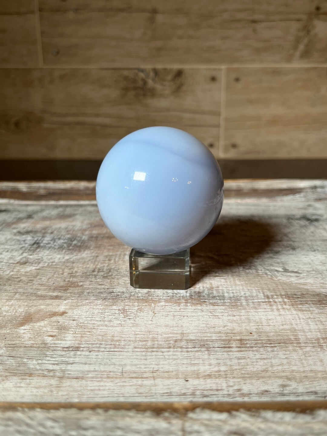 Polished Blue Chalcedony Sphere: Metaphysical Crystal Display (62 Mm ...