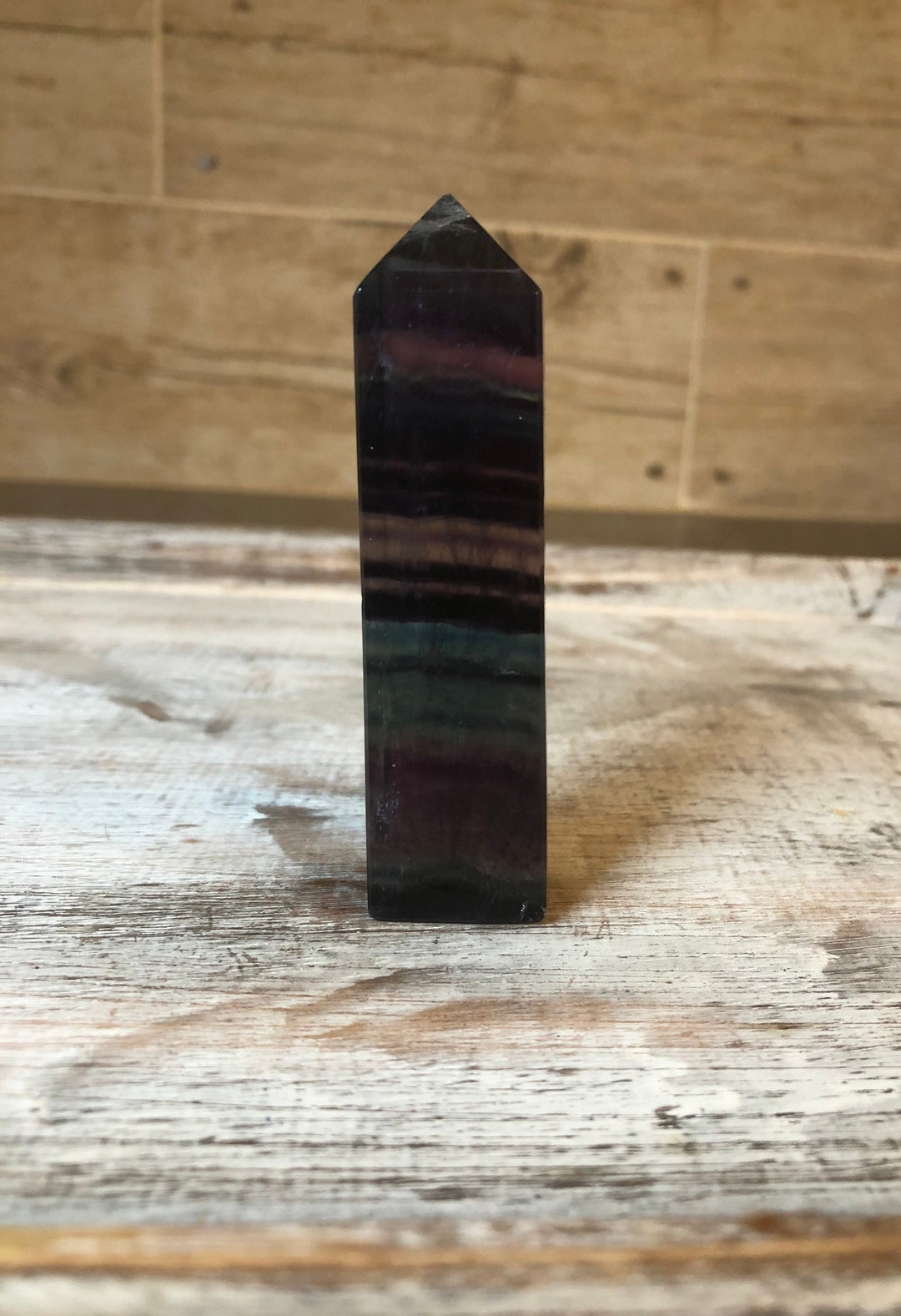 Rainbow Fluorite Tower, Scratch and Dent, Point, Generator, Polished, Purple, Blue, Display ...