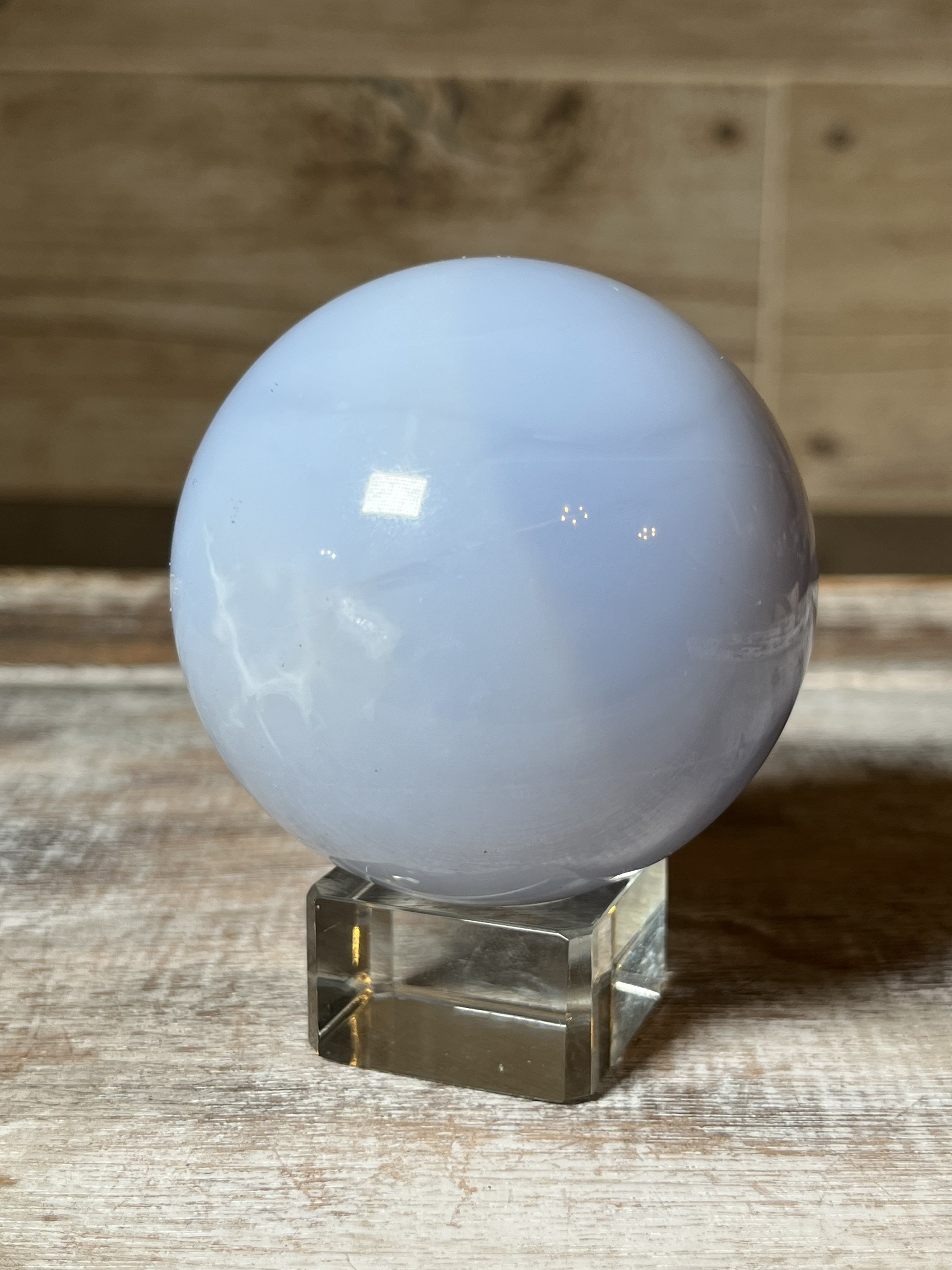 Polished Blue Chalcedony Sphere: Metaphysical Crystal Display (62 Mm ...