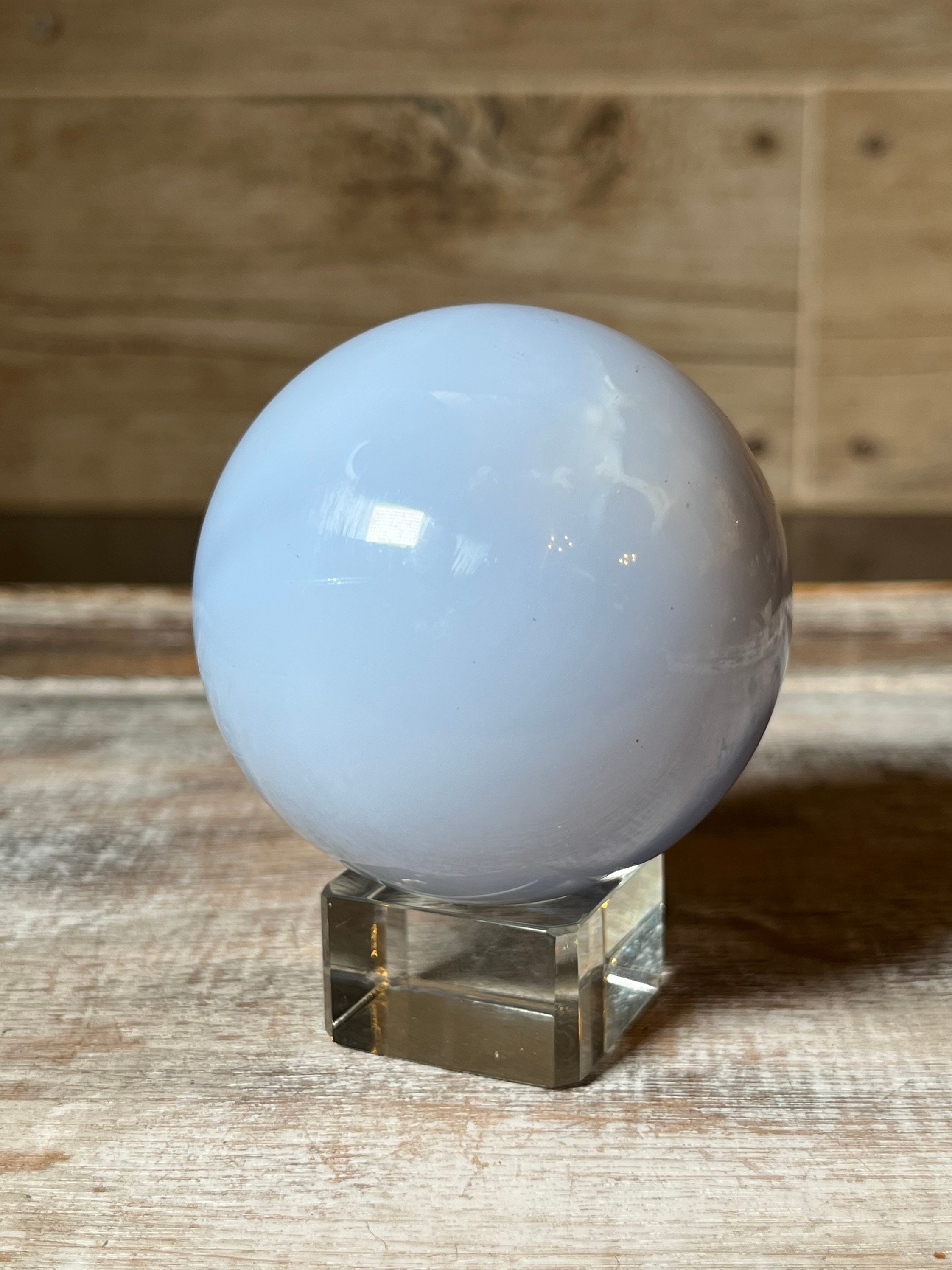 Polished Blue Chalcedony Sphere: Metaphysical Crystal Display (62 Mm ...