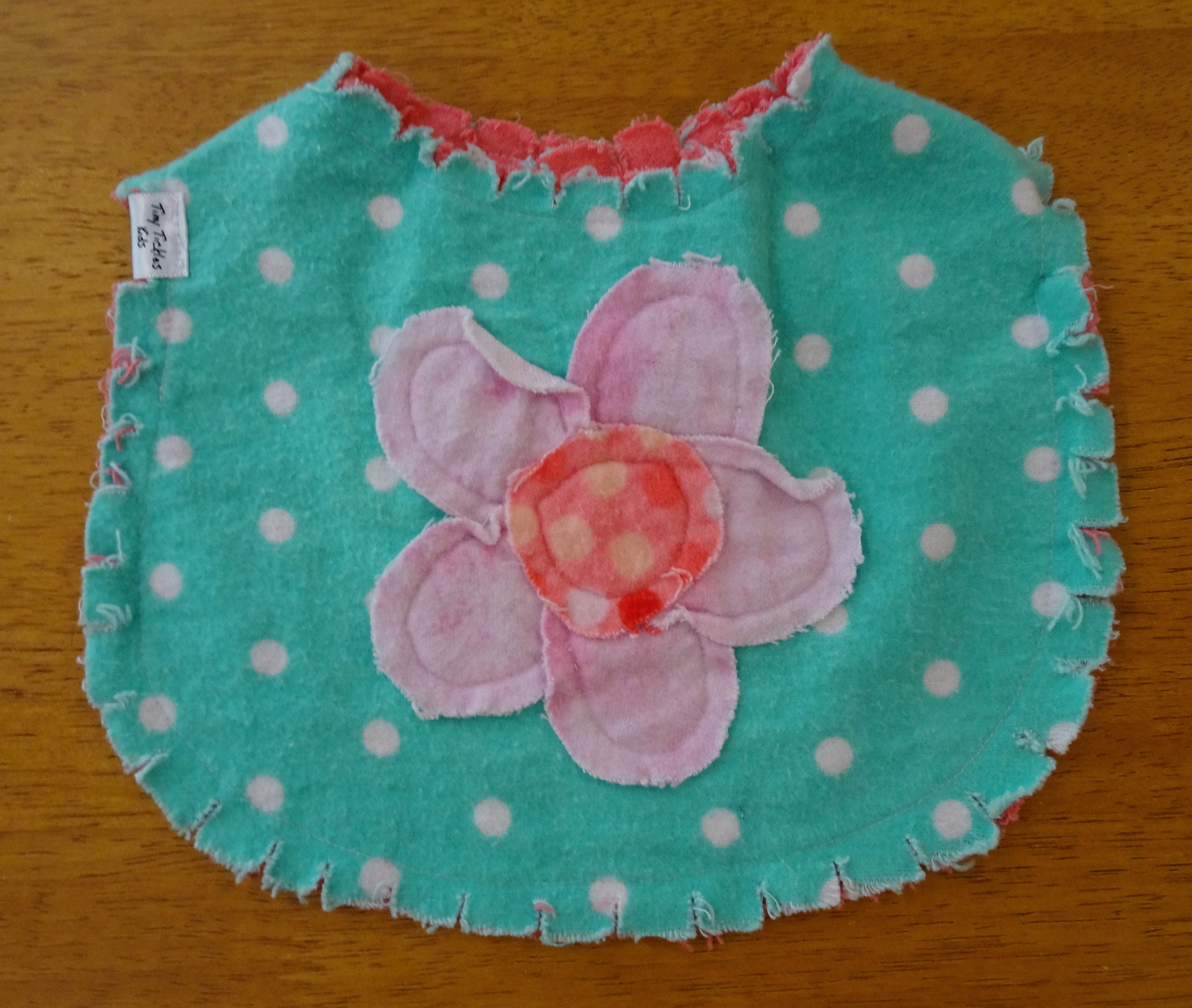 Flower Baby Bib, Rag Quilted Baby Bib, Baby Girl Flowers, Aqua Bib ...