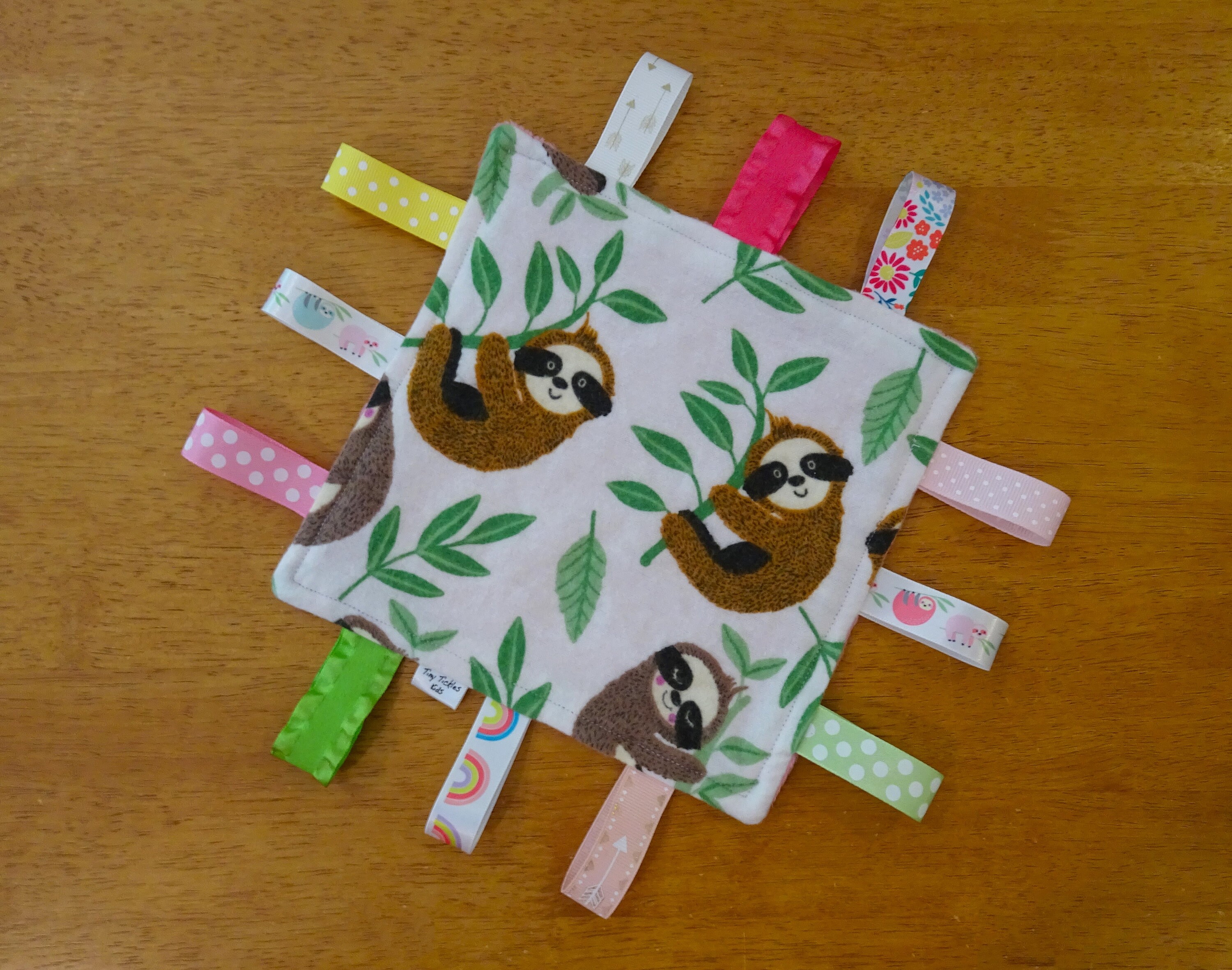 Sloth Mini Baby Lovey, Ribbon Toy, Teething Blanket, Sloth Baby Girl ...