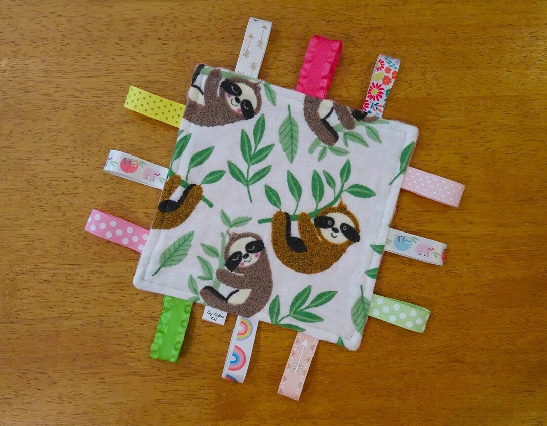Sloth Mini Baby Lovey, Ribbon Toy, Teething Blanket, Sloth Baby Girl ...