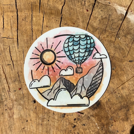 Hot Air Balloon Sticker Watercolor Waterproof Vinyl | Etsy