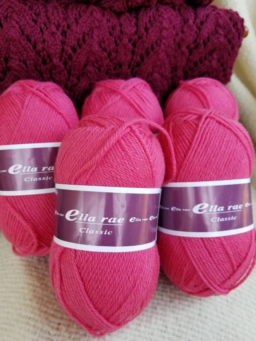 Ella Rae Classic Yarn 100% Wool 100g/3.5oz Color 47 Pink - Etsy