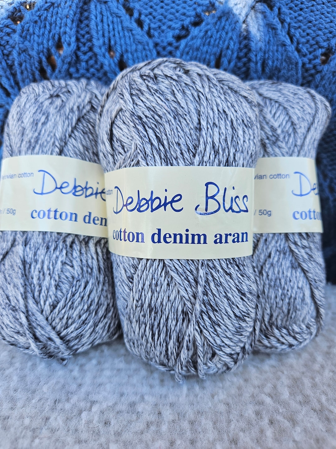 Debbie Bliss Cotton Denim Aran Yarn Color 14504 Black White - Etsy