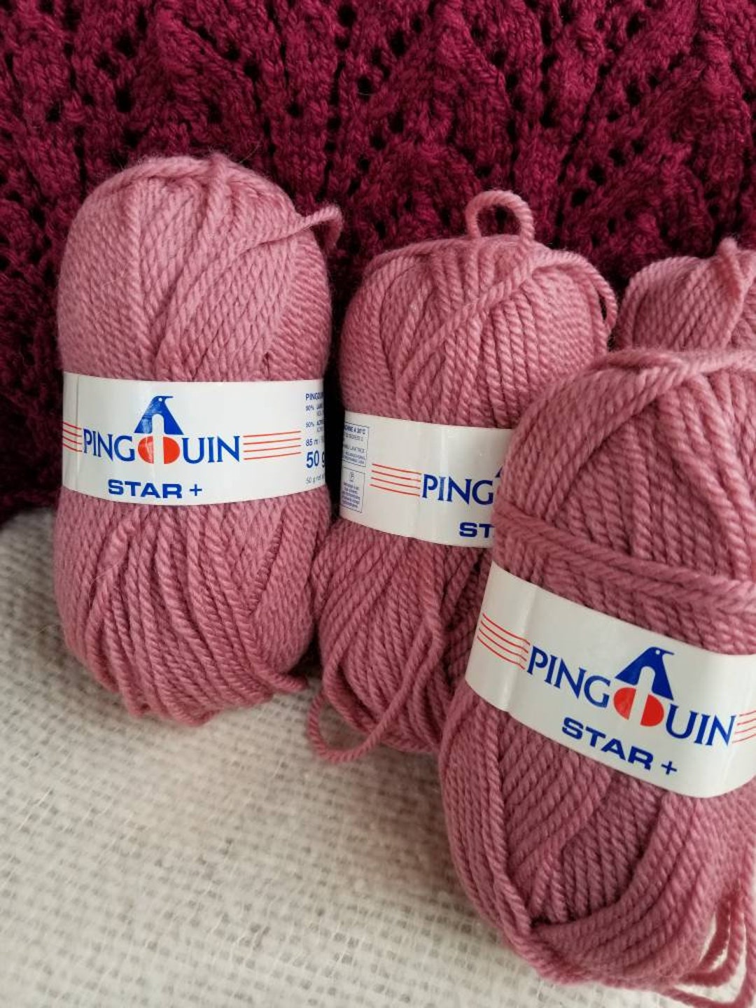 Pingouin Star 50 Wool 50 Acrylic Dusty Rose Yarn Worsted Weight 046 - Etsy