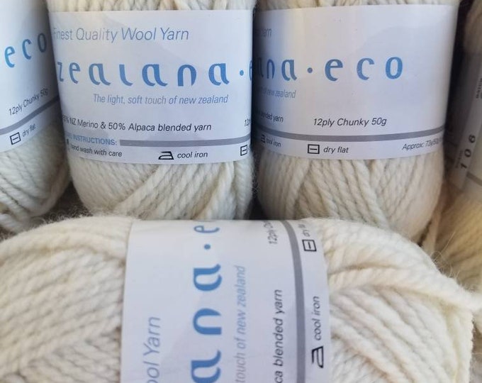 Zealana Eco 12 Ply Chunky Yarn Color 106 Ecru - Etsy