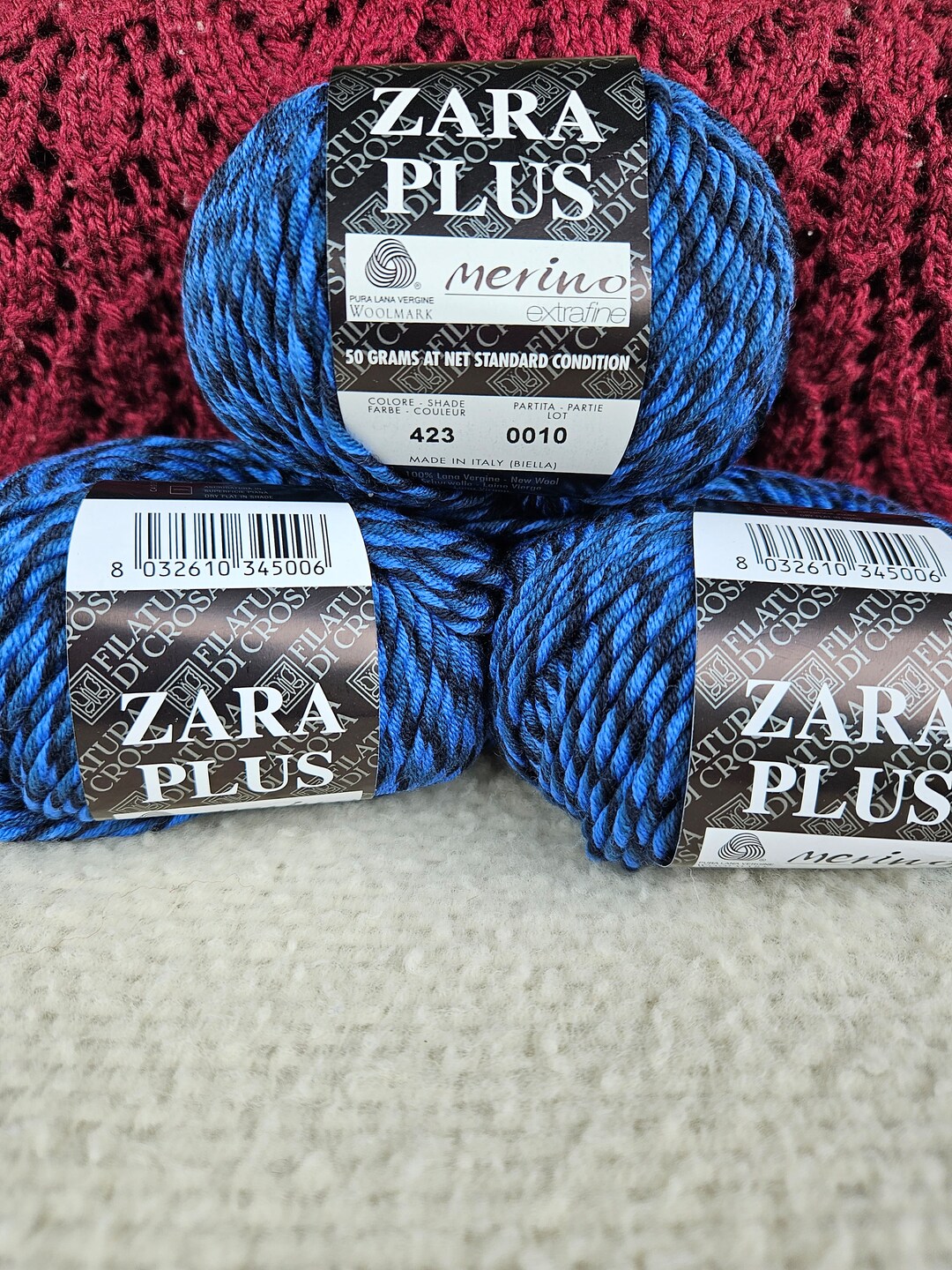 Filatura Di Crosa Zara Plus Yarn Color 423 Blue Black - Etsy