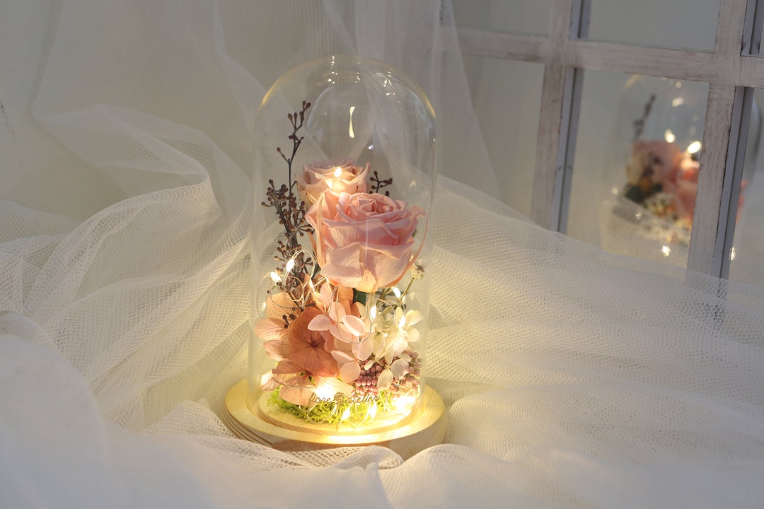 Arteqeeun Glass Dome With LED PINK | Flower Glass Dome | Glass Dome ...