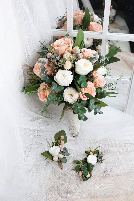 Preserved Real Fresh Flowers Set Bridal Bouquet - Etsy