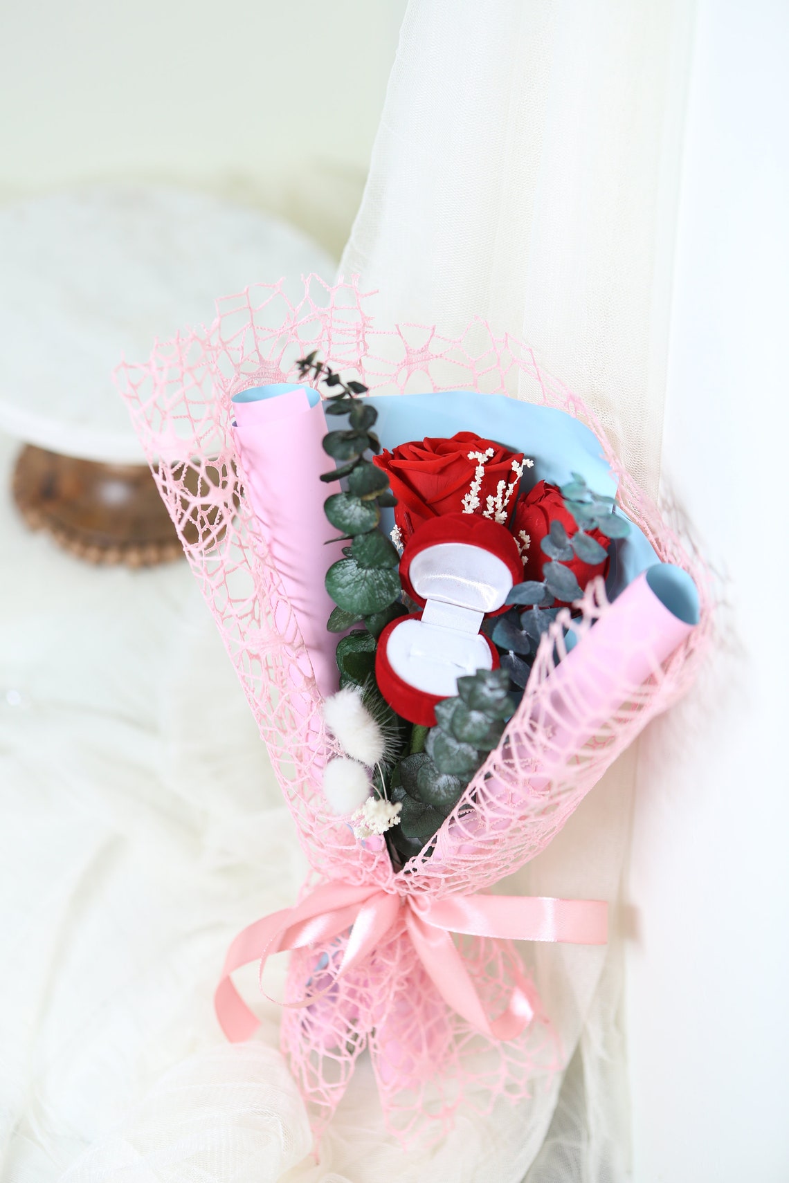 Preserved Real Flower Bouquet Ring Case Surprise Gift for | Etsy