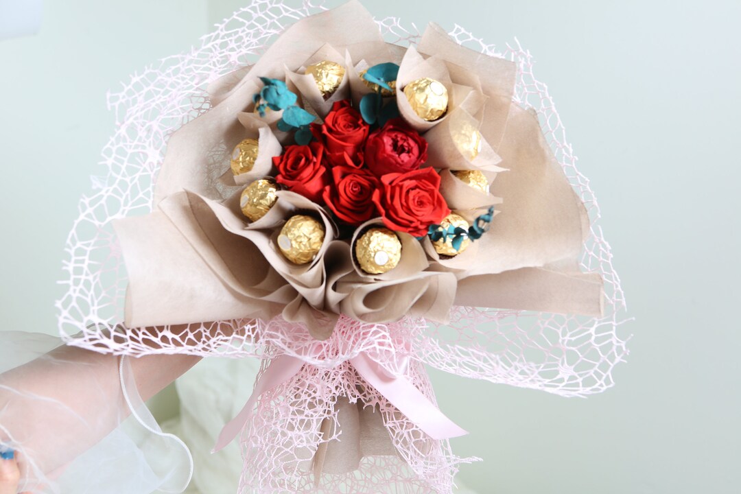 Valentine's Day Flower Bouquet Made With Preserved Real Flower Eternal ...