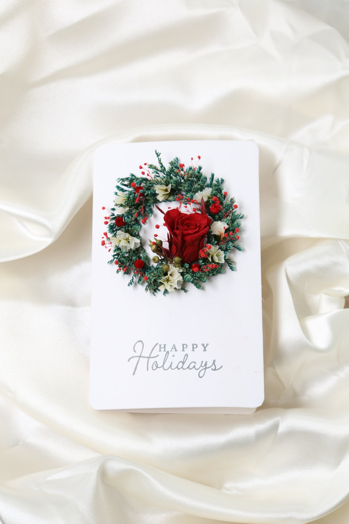 Real Rose Christmas Card / Forever Red Rose Card/ Preserved Flowers ...