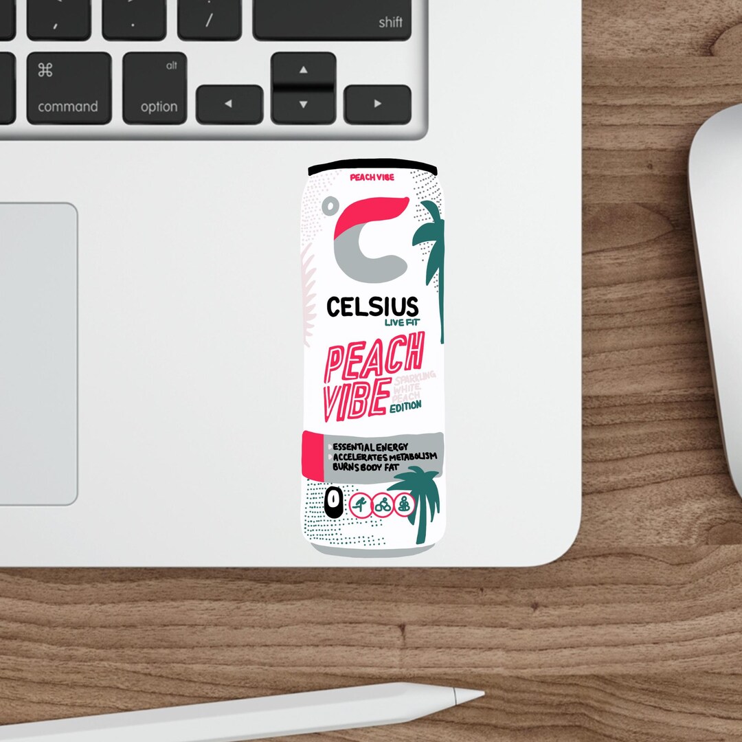 Celsius Energy Drink Stickers Water Resistant Die Cut Peach Vibe ...