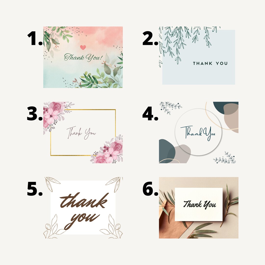 10 Thank You Card Sets Watercolor Floral Designs Merci Cards - Etsy