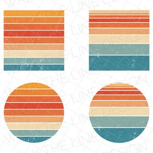 Retro Line Background - Square or Circle - Clean or Distressed - 8 ...