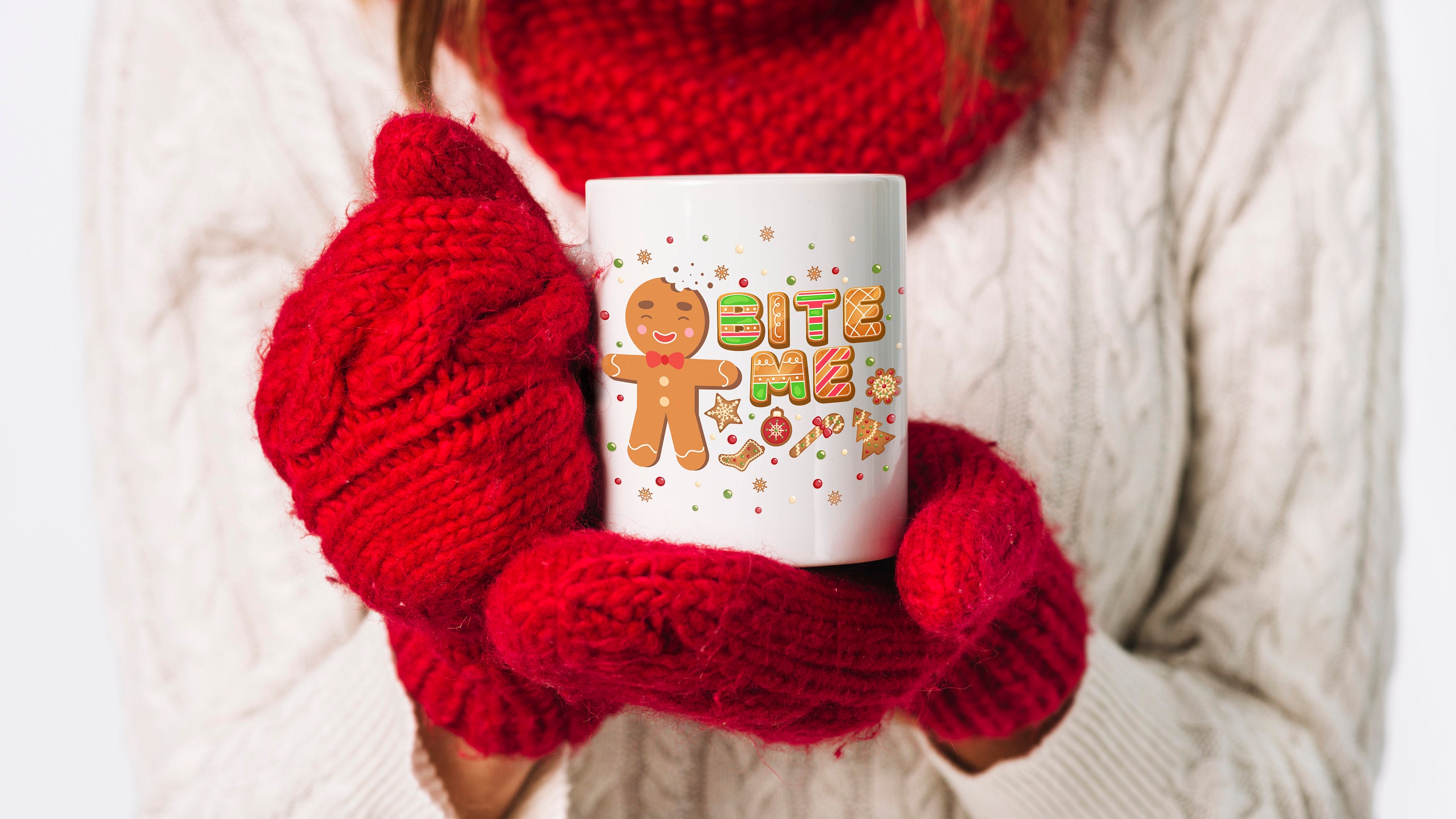 Gingerbread Man Bite Me - Funny Christmas Design - Sublimation Design ...
