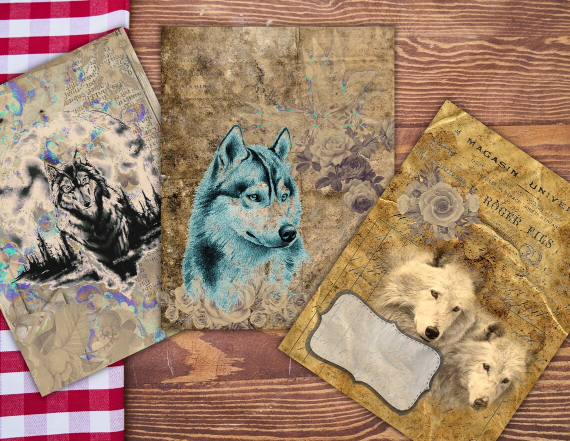 Wild Wolves Junk Journal Kit Junk Journal Supplies Journal - Etsy