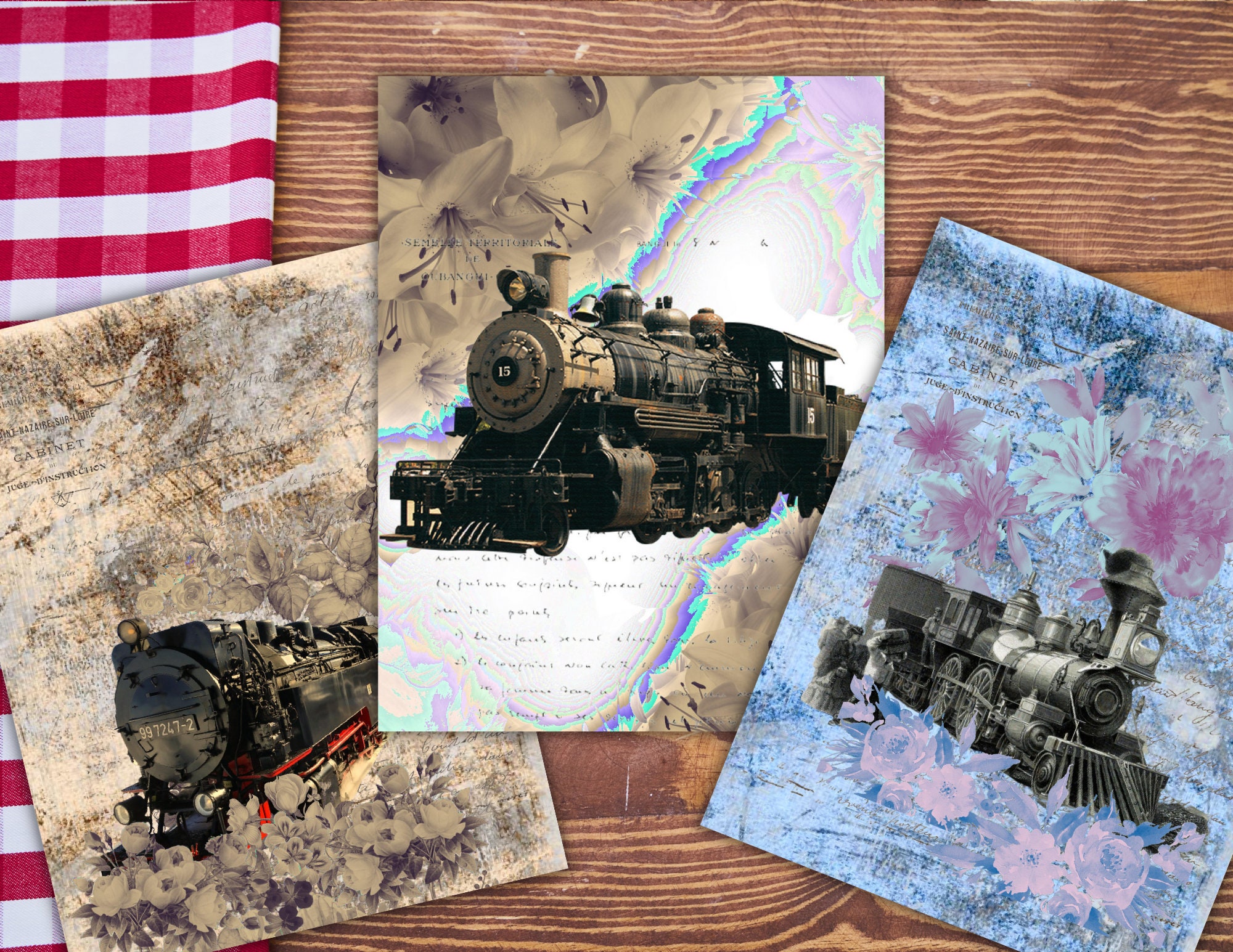 Vintage Train Junk Journal Kit Printable Junk Journal Kit | Etsy