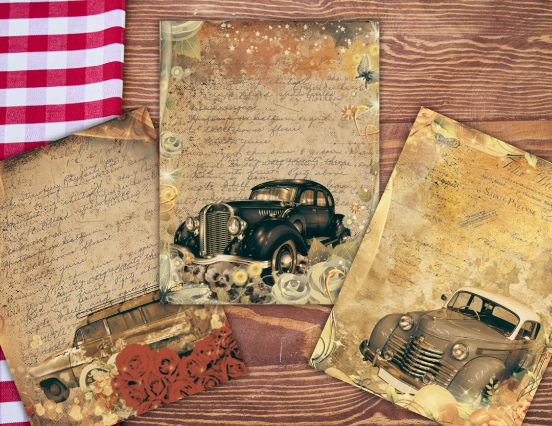 Vintage Cars Junk Journal Kit, Junk Journal Supplies, Journal ...