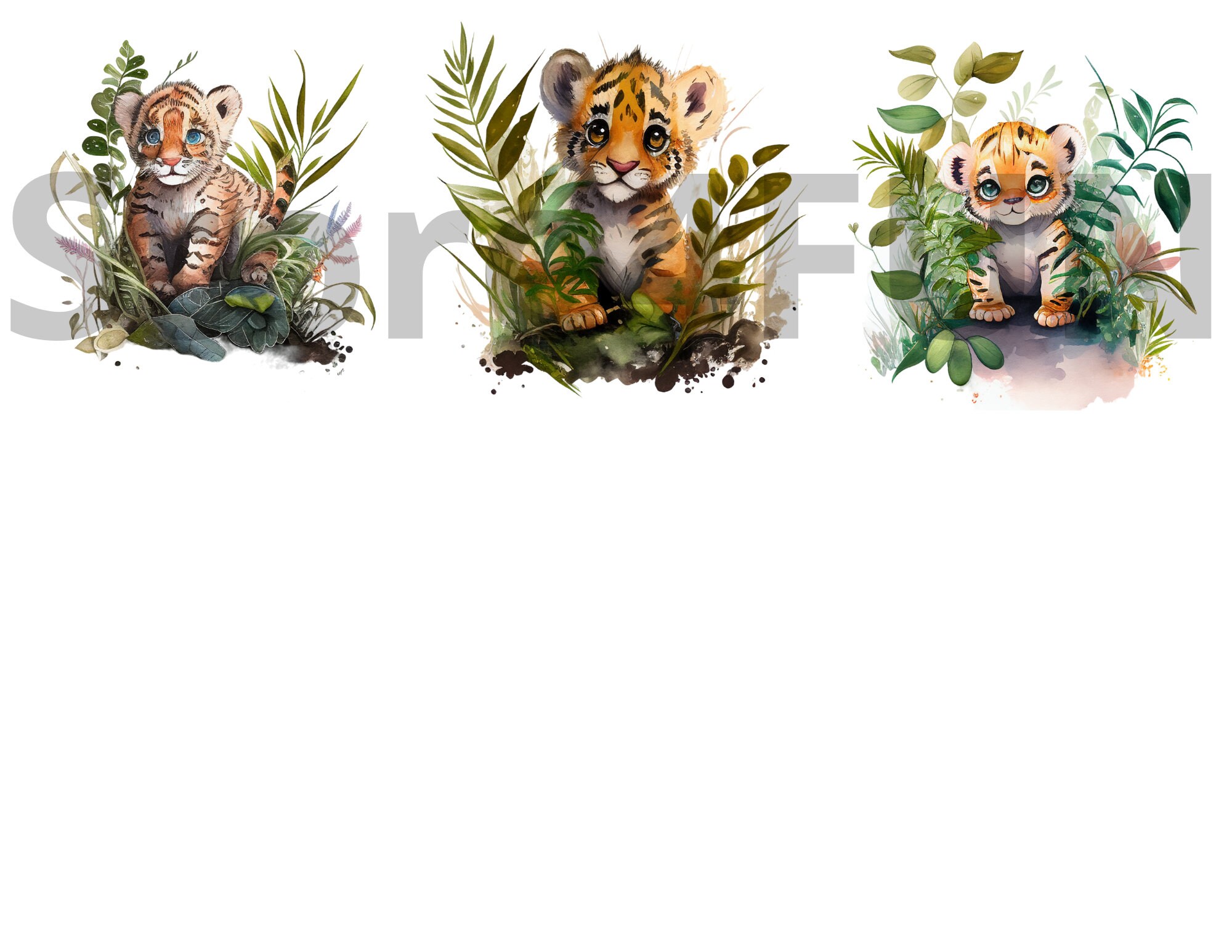 22x Watercolor Baby Tiger PNG Clipart Tiger Clip Art Tigers - Etsy