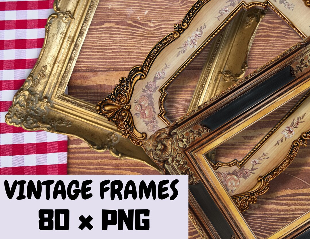 80 Vintage Frames PNG, Instant Download, Printable, Digital Collage ...